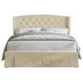 HMD Fauna King Tufted Upholstered Storage Panel Bed, Beige - Walmart.com