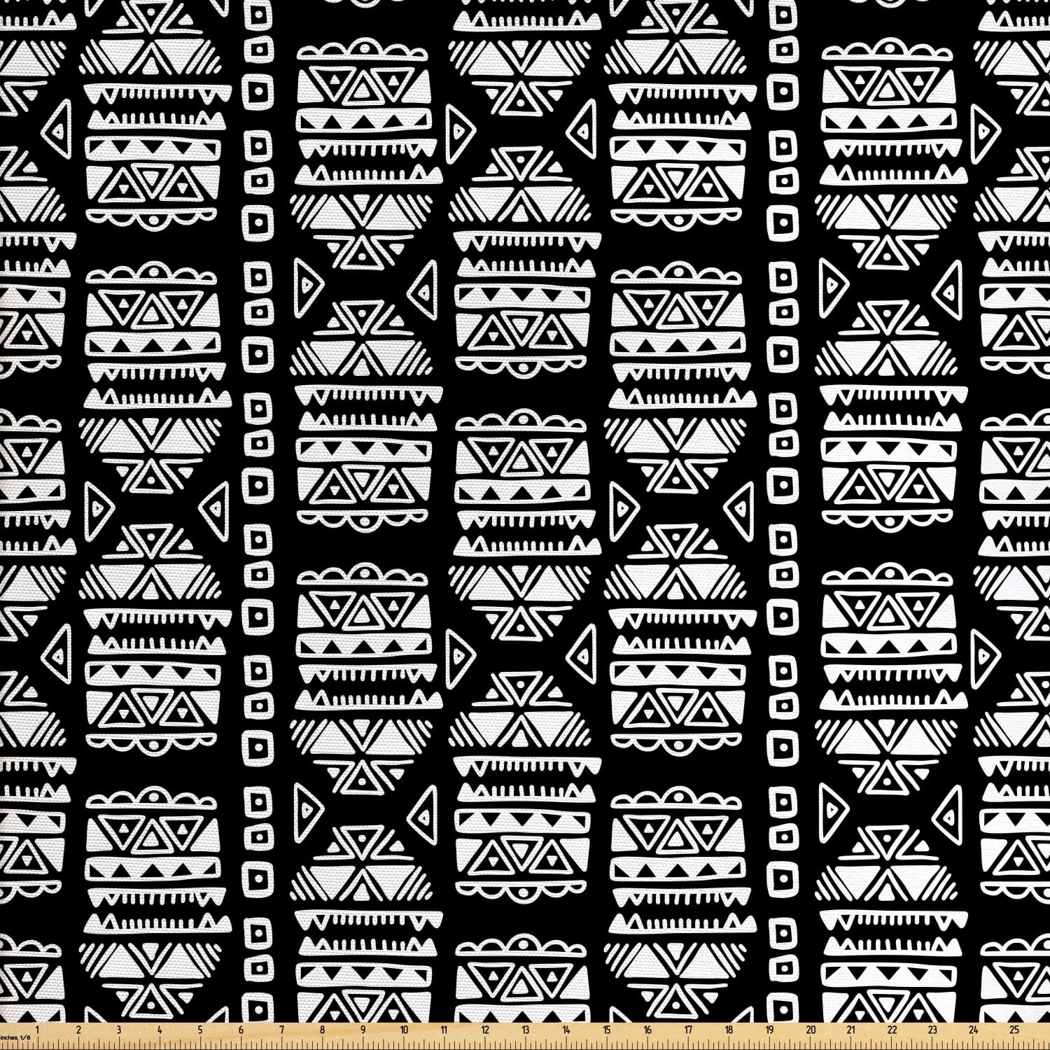 Aztec Fabric by the Yard, Doodle Illustration of Traditional Triangles ...