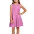 Antinious Girls Solid Sleeveless Loose Resort Style Comfortable Dresses ...