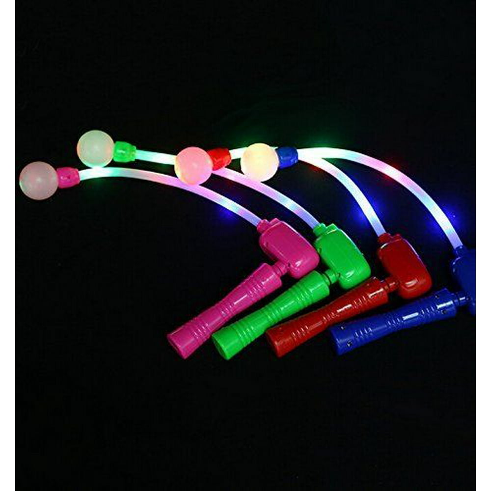 4 PACK Light Up Spinning Ratchet LED Ball Fiber Optic Matracas Wand ...