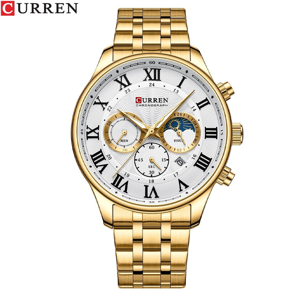 CURREN Original Quartz Watch with Date Luxury Stainless Steel Fashion ...
