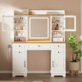 1 MDF Particle Board Two Door Five Drawer LED Vanity Table White ...