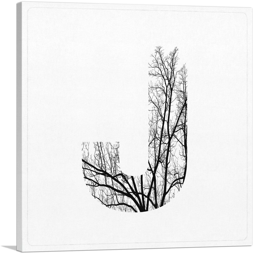 ARTCANVAS Tree Branches Alphabet Letter J Canvas Art Print - Size: 18 ...