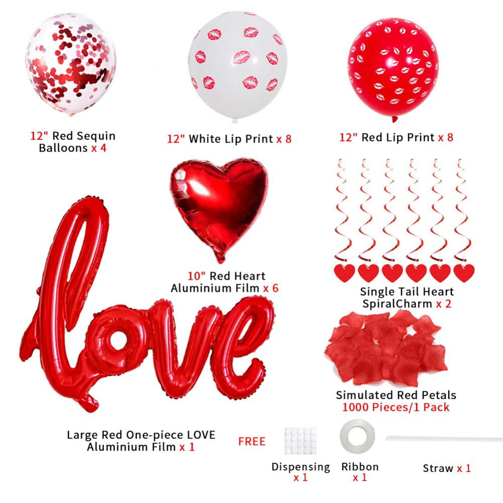 Love Balloons and Heart Balloons Kit with 1000 Pcs Rose Petals Wedding ...
