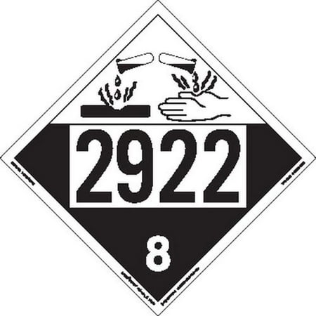 Labelmaster ZT4-2922 UN 2922 Corrosive Hazmat Placard, Tagboard (Pack ...