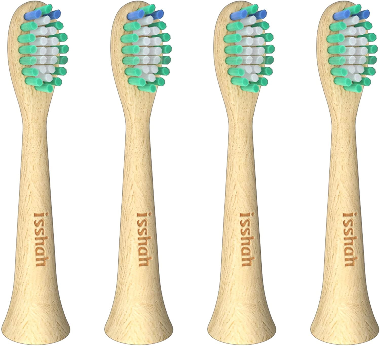 Bamboo Replacement Toothbrush Heads - 4 Count - Vegan, Eco Friendly ...