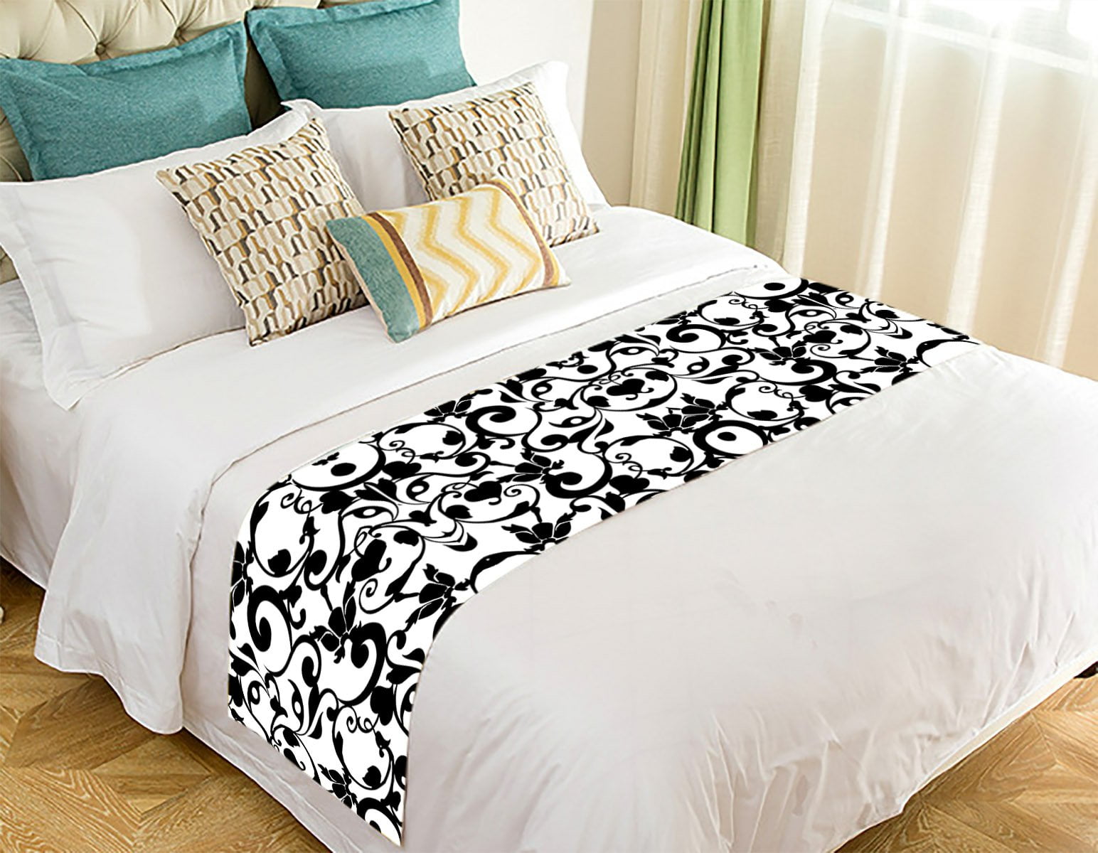GCKG Black and White Damask Pattern Classic Vintage French Floral ...