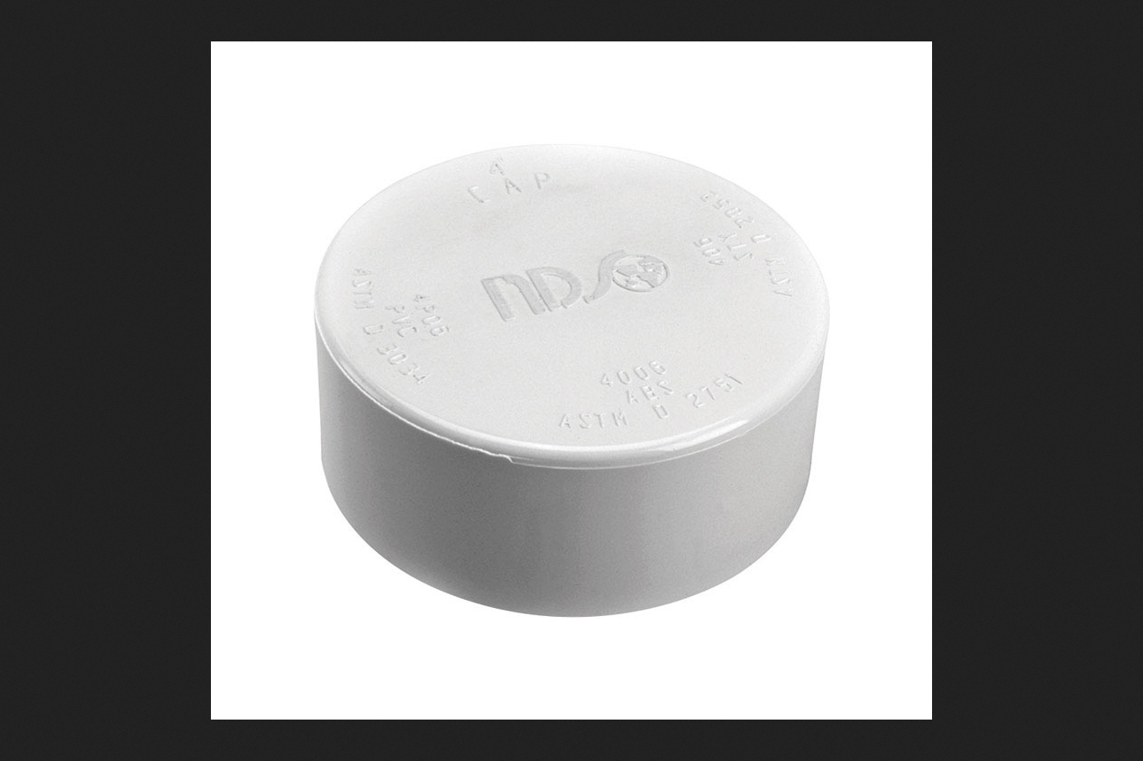 NDS 4 in. Dia. x 4-1/2 in. L Hub Black PVC Drain Cap Solvent Weld ...
