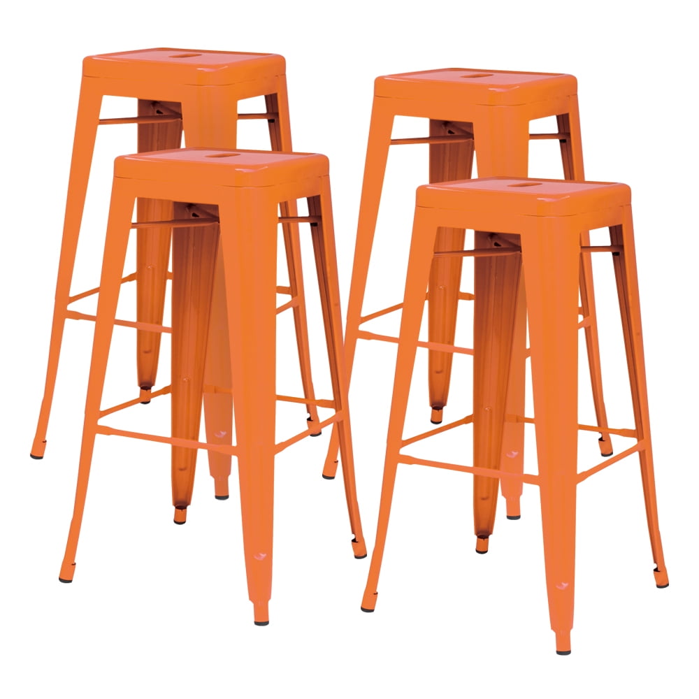 Metropolis Stackable Metal Backless Counter Stool (Set of 4), Multiple ...