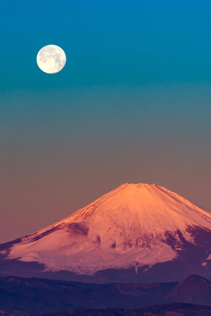 Buy Red Fuji Moon Honshu Island Japan Photo Photograph Cool Wall Decor ...