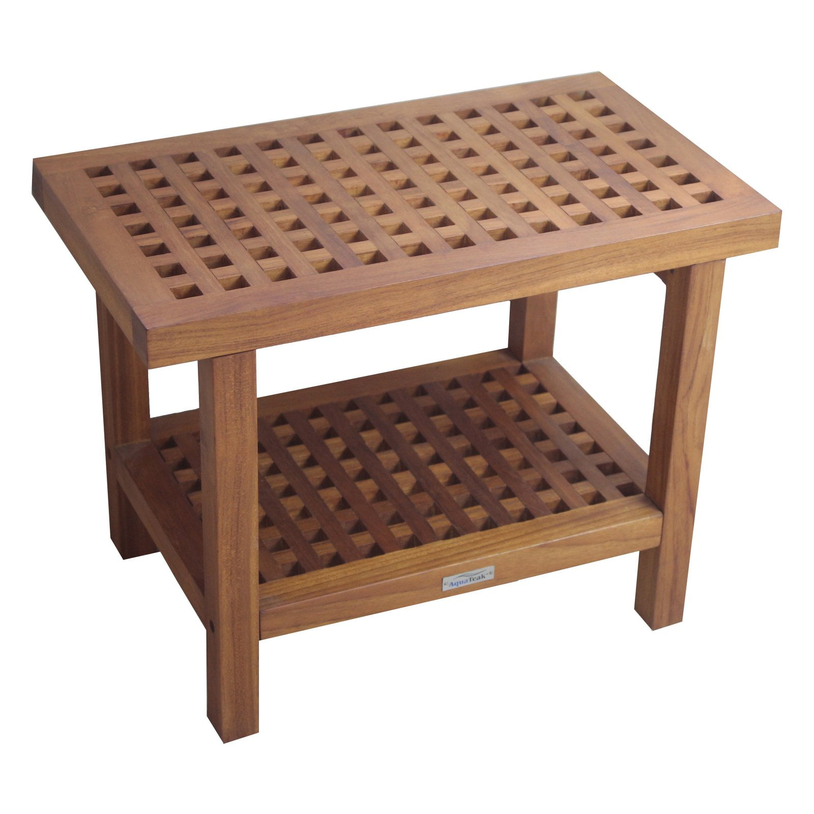Aqua Teak Grate Bench with Shelf 24 in. Wide - Walmart.com