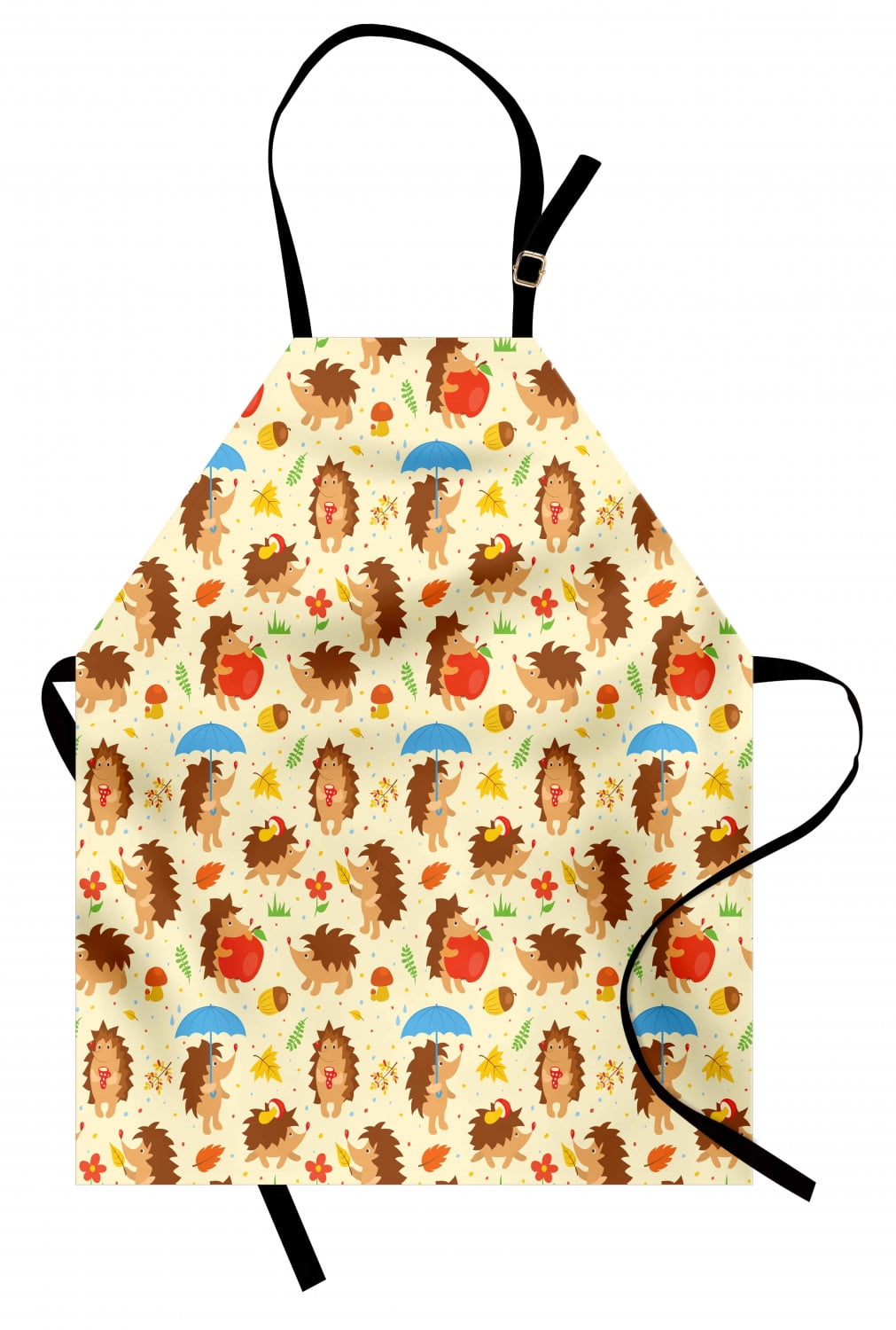 Hedgehog Apron, Cartoon Style Woodland Animal in Various Activities on ...