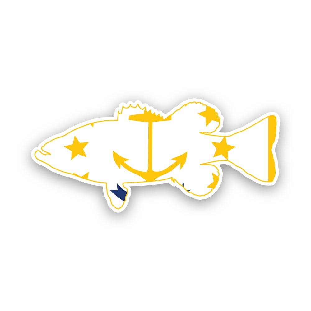 Rhode Island Bass Flag Sticker Decal - Self Adhesive Vinyl ...