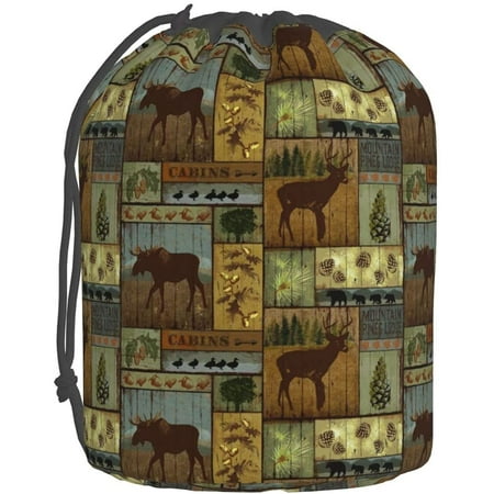 Nature Rustic Mountain Pines Lodge Bear Moose Makeup Bag Bucket ...