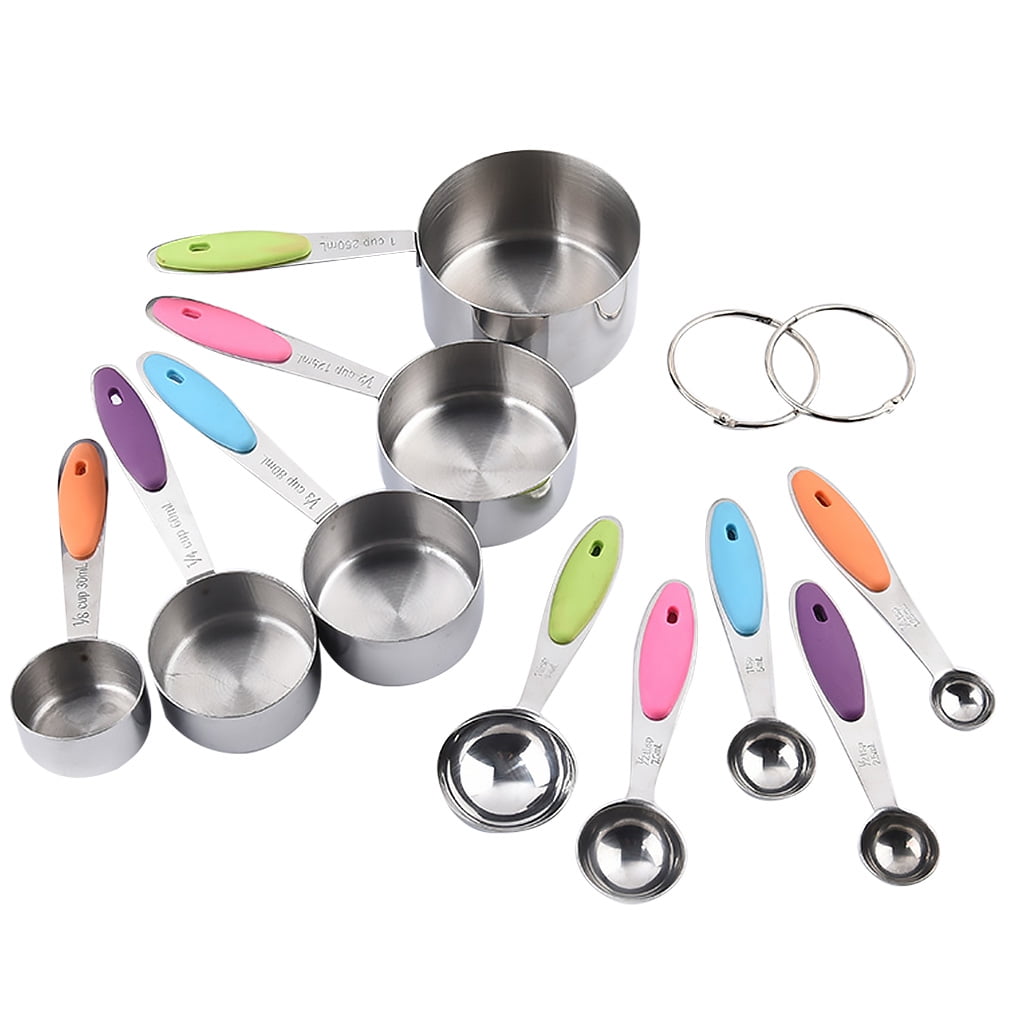 Worallymy 10Pcs Stackable Measuring Cups Spoons Set with Scale ...