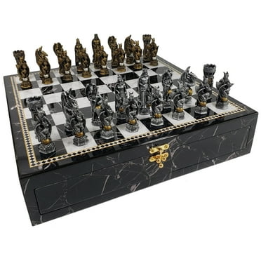 Medieval Skeleton Slayer Gothic Fantasy Skull Chess Set with Unique ...
