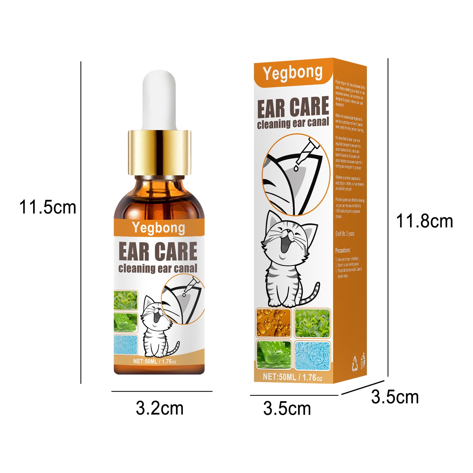 Buy Pet Eye Drops Ears Cleaning Liquid Cat Dog Auricular Mites Killer ...