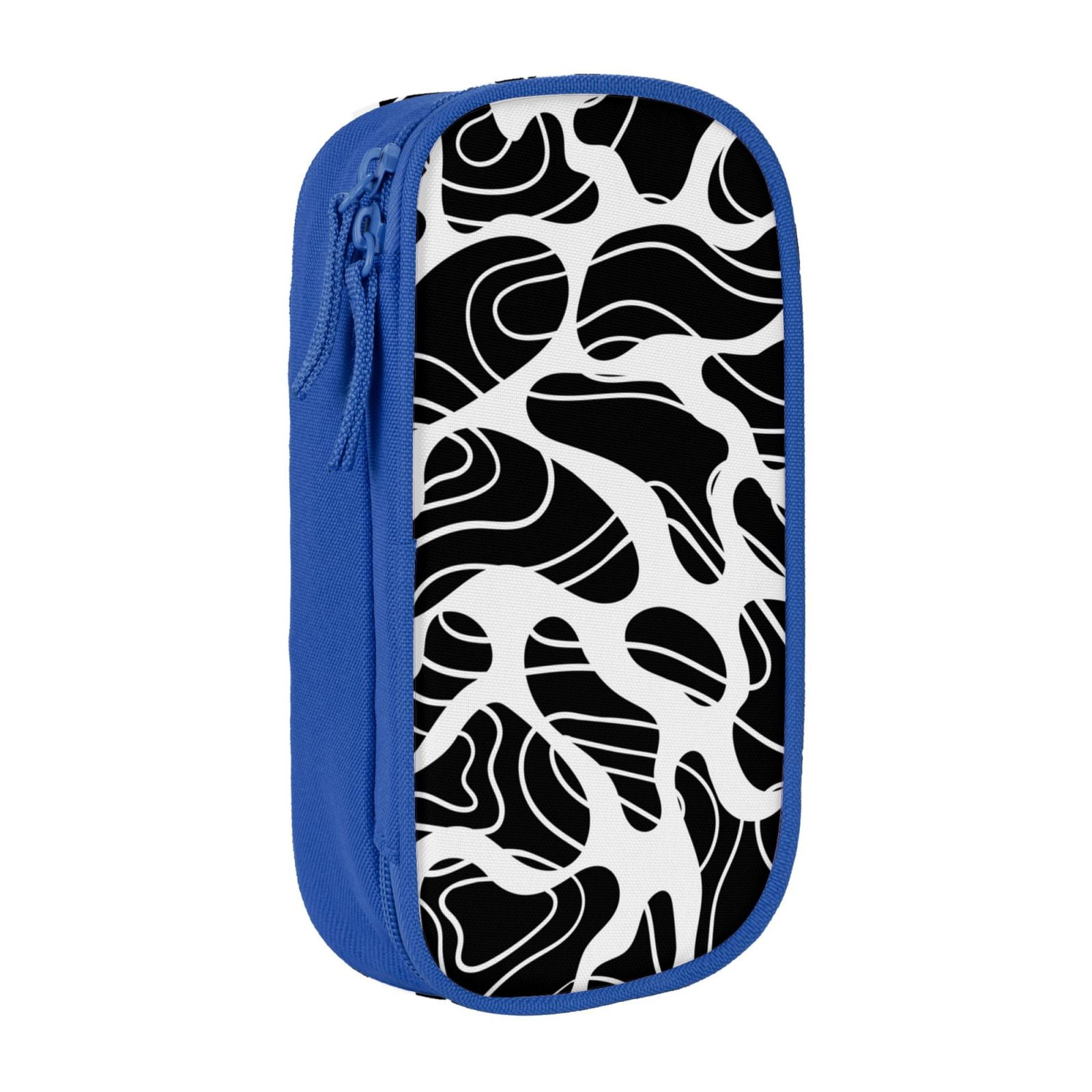 Large Storage Pencil Case, Hand Drawn Black Spots Pattern with Zipper ...