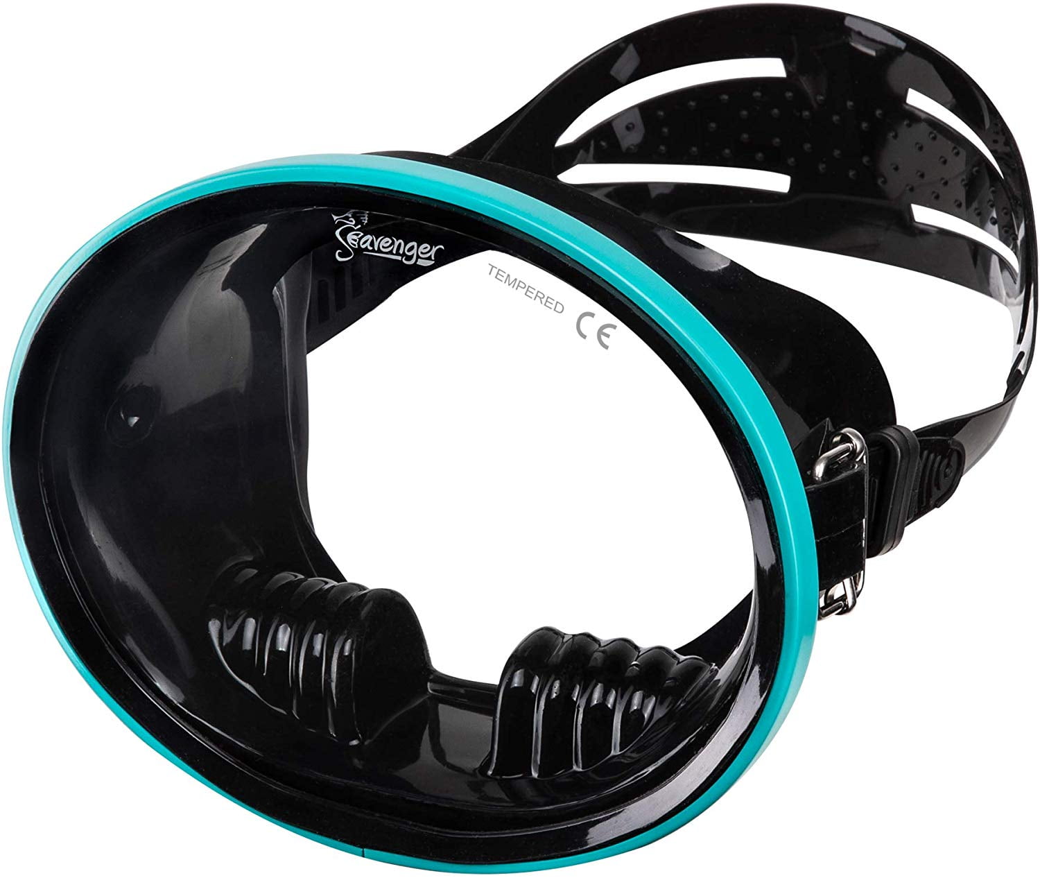 Seavenger Hydra Retro Oval Snorkeling Dive Mask (Black Silicone/Teal ...