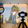 8x6ft Photo Backdrop, Cute Dinosaur Ice Cream Soft Polyester Backdrop ...