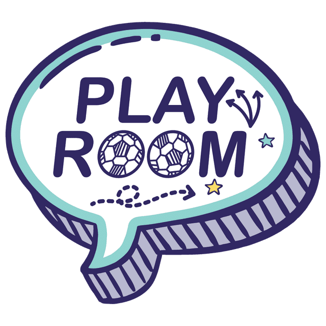 Playroom Logo with Soccer Balls in a Chat Balloon Creative Design Vinyl ...