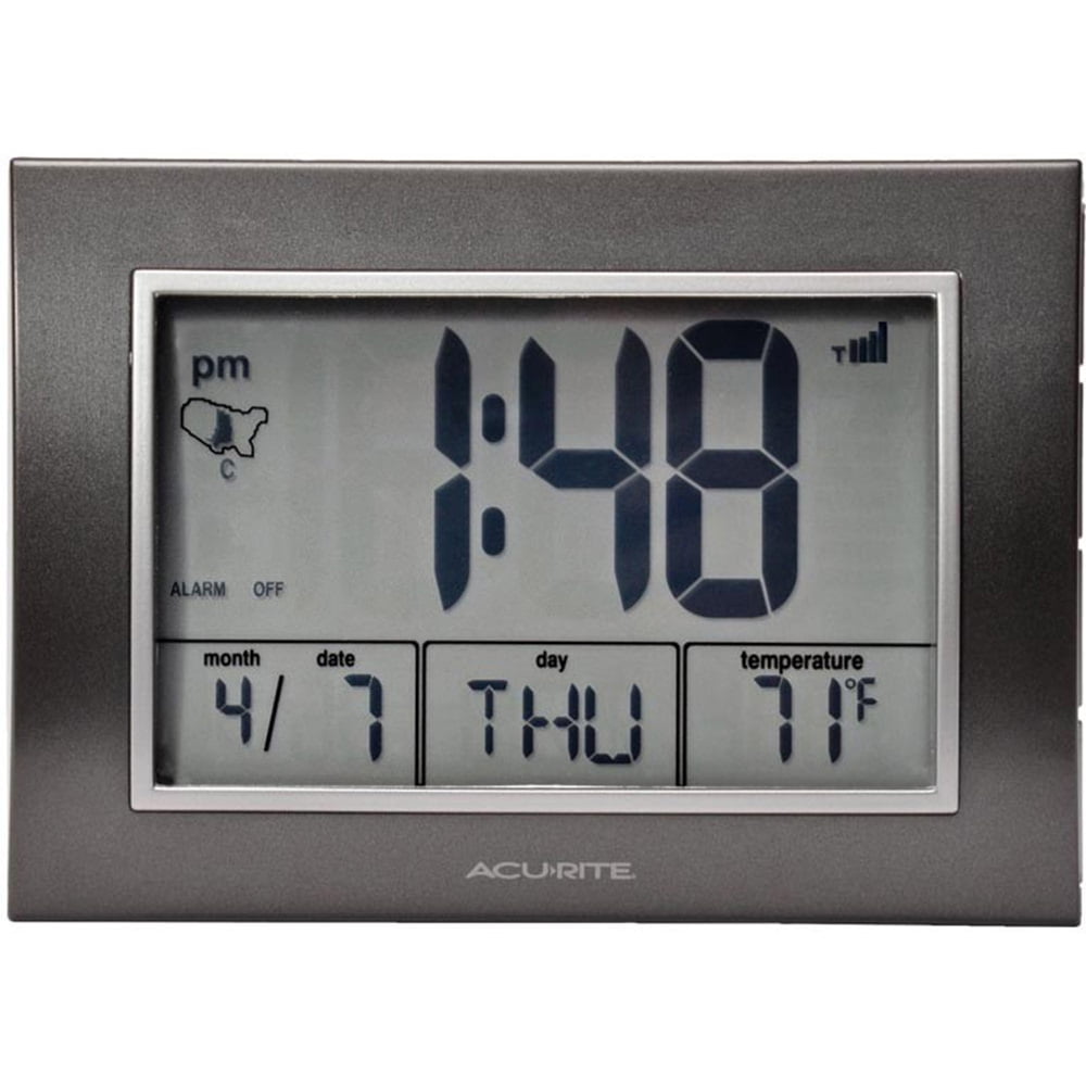 7-inch Atomic Alarm Clock with Date, Day of Week and Temperature ...