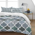 4 Piece Duvet Cover Set Queen, Moroccan Geometric Pattern Soft ...