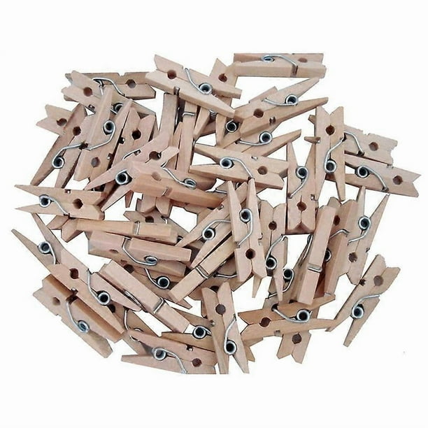 100 pcs/set 25mm mini Wooden clip natural craft pin line photo ...
