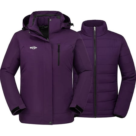 Women's Winter Ski Jacket Water Resistant 3-in-1 Jacket Puff Liner ...