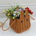 Easter Bunny Toys Brown Woven Rabbit Head Basket Two Ears Black Eyes ...