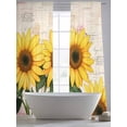Country Sunflowers Sheer Curtains 2 Panels Set Yellow Floral Vintage ...