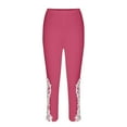 Women Capris High Waist Stretch Cropped Leggings Lace Hem Cute Capri ...