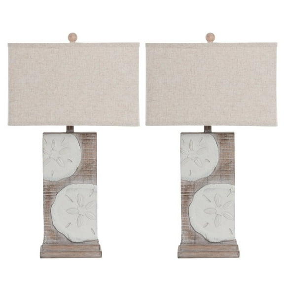 Lux Lighting Sea Shell Coastal White and Blue Table Lamps(Set of 2) 3 ...