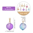 90Pcs 9 Colors Two Tone Spray Painted Glass Pendants with Golden Plated ...