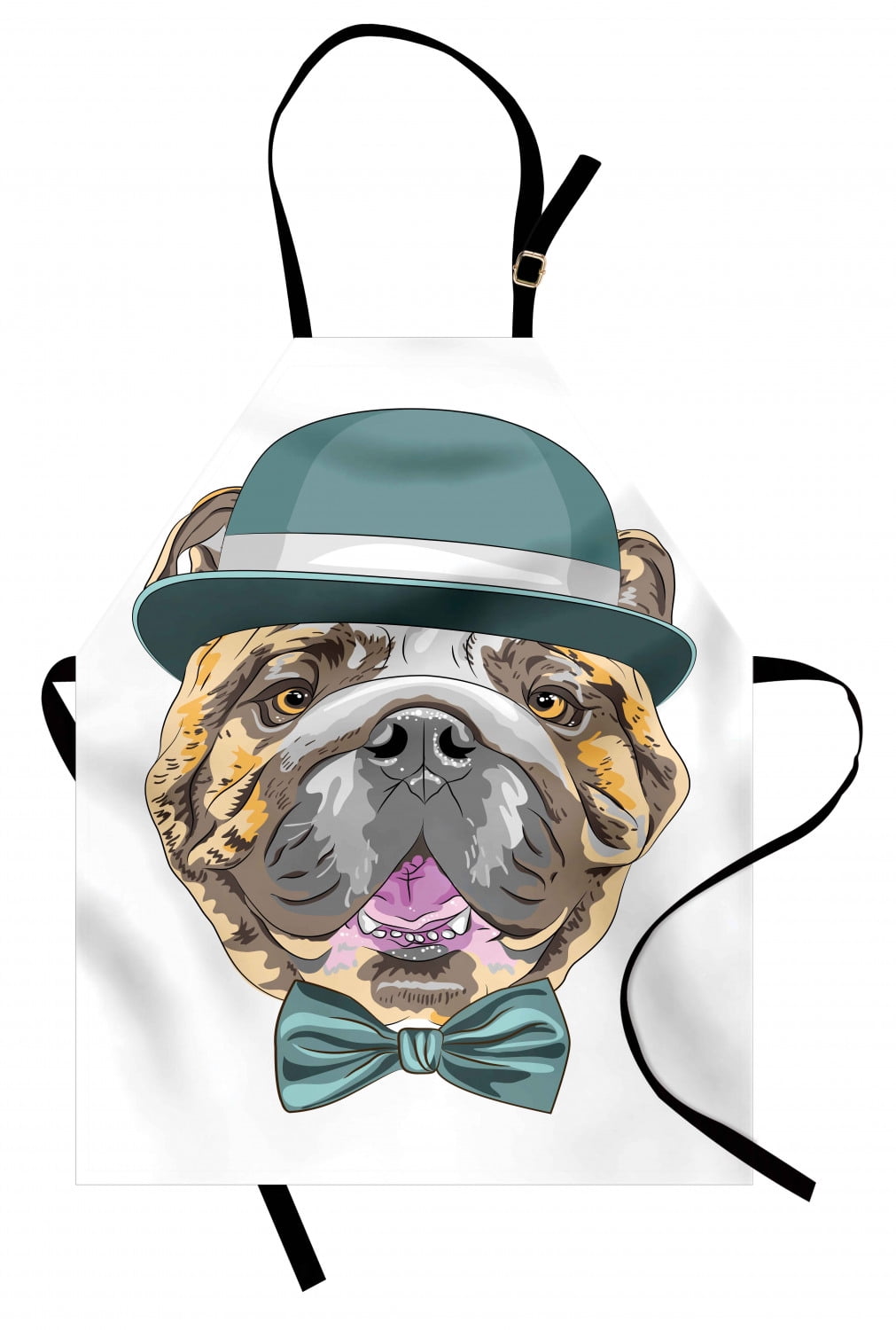English Bulldog Apron Dog in a Hat and Bow Tie Animal Design with ...