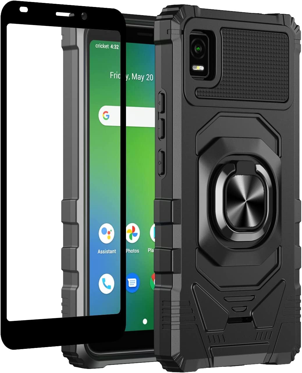 Compatible for Cricket Vision Plus Case w/Tempered Glass Screen ...