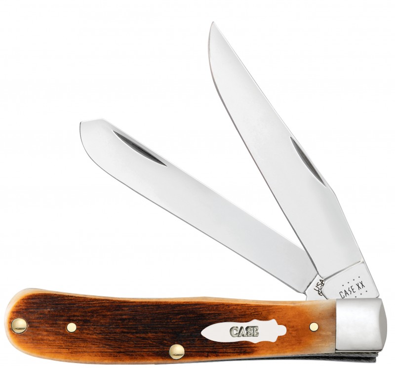 Case xx Barehead Trapper Knife Sawcut Jigged Amber Bone Stainless 17890 ...