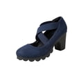 Bkhluea Mary Jane Block Heel Shoes For Women Matte Faux Suede Dual ...