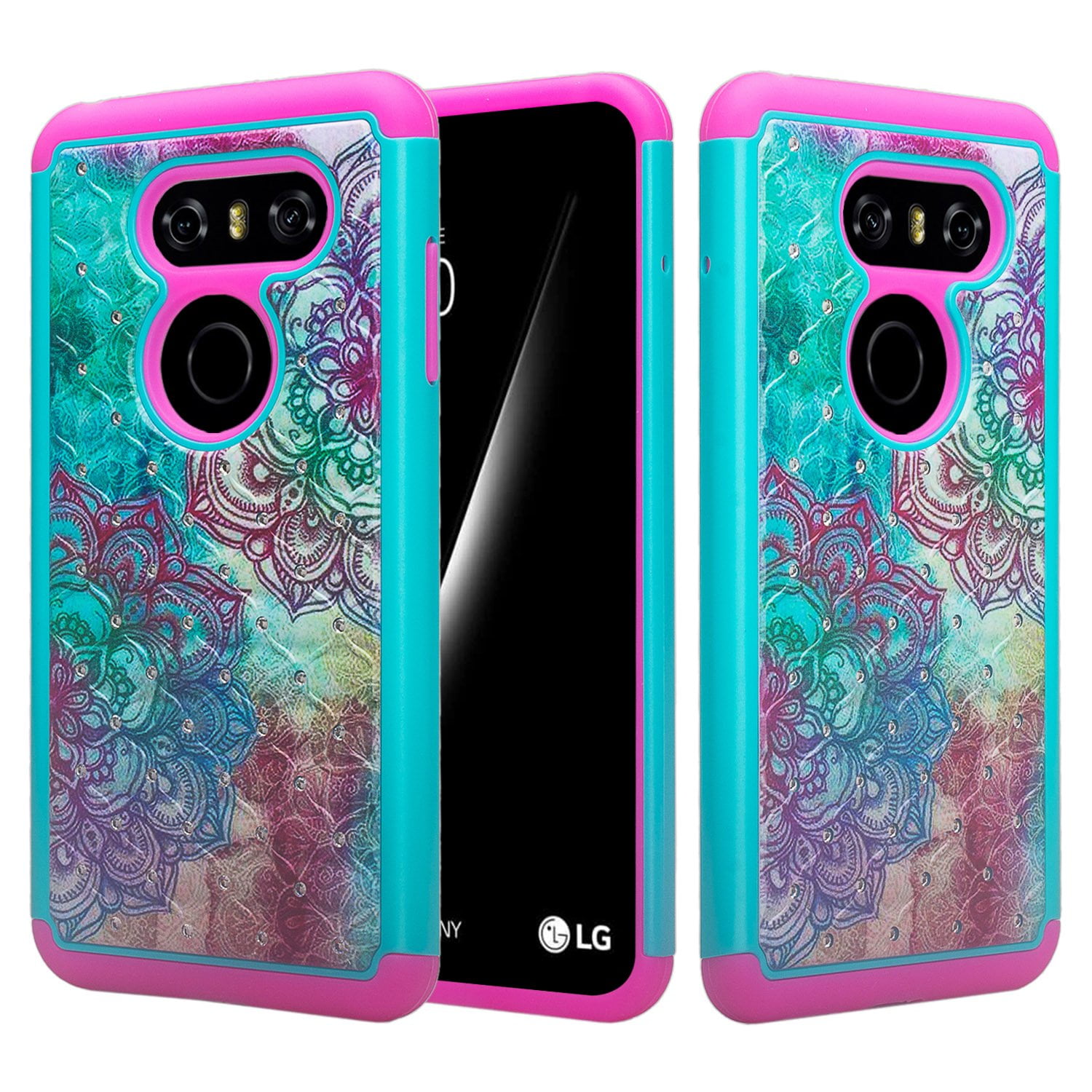 LG V30 Case, V30 Plus, Hybrid Crystal Rhinestone Dual Layer [Shock ...