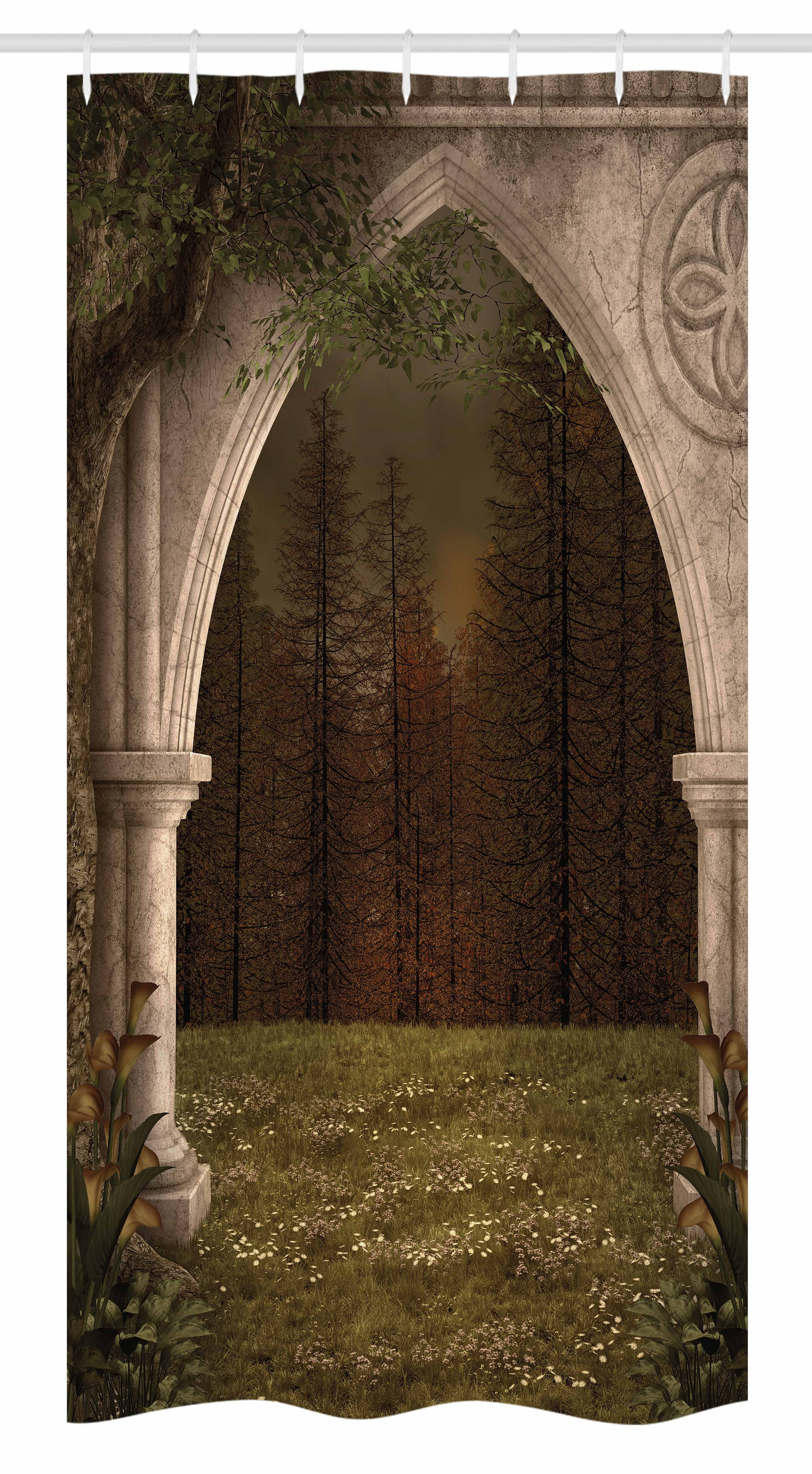 Gothic Stall Shower Curtain, Old Retro Arch in the Garden Renaissance ...