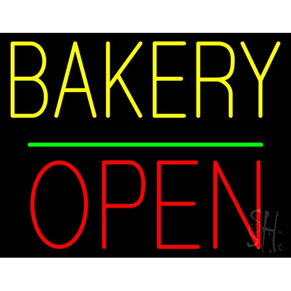 Buffet Block Open Green Line LED Neon Sign 24 x 31 - inches, Black ...