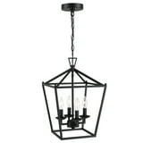 4-Light 12 inch Geometric Kitchen Light Fixture Matte Black Pendant ...