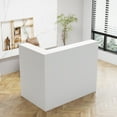 MONSLIPA L-Shape Wood Reception Desk with , Register Stand Reception ...