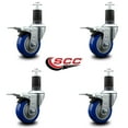3.5 Inch Blue Poly Swivel 1-5/8 Inch Expanding Stem Caster Set Total ...
