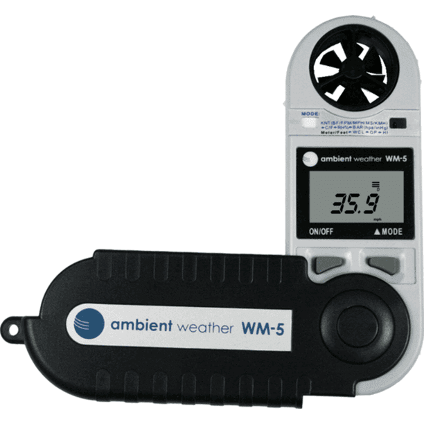 Ambient Weather WM-5 Handheld Weather Station w/Windspeed, Temperature ...