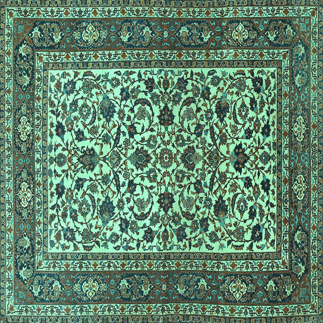 Ahgly Company Machine Washable Indoor Square Persian Turquoise Blue ...