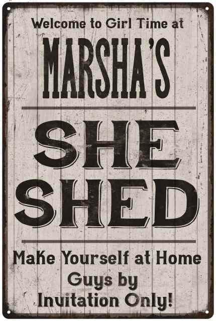 MARSHA'S She Shed signGift Lady Cave Gift 8x12 Metal Sign 108120082260 ...