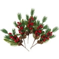 5PCS Christmas Pinecone Holly Berry Picks Artificial Holly Red Berry ...