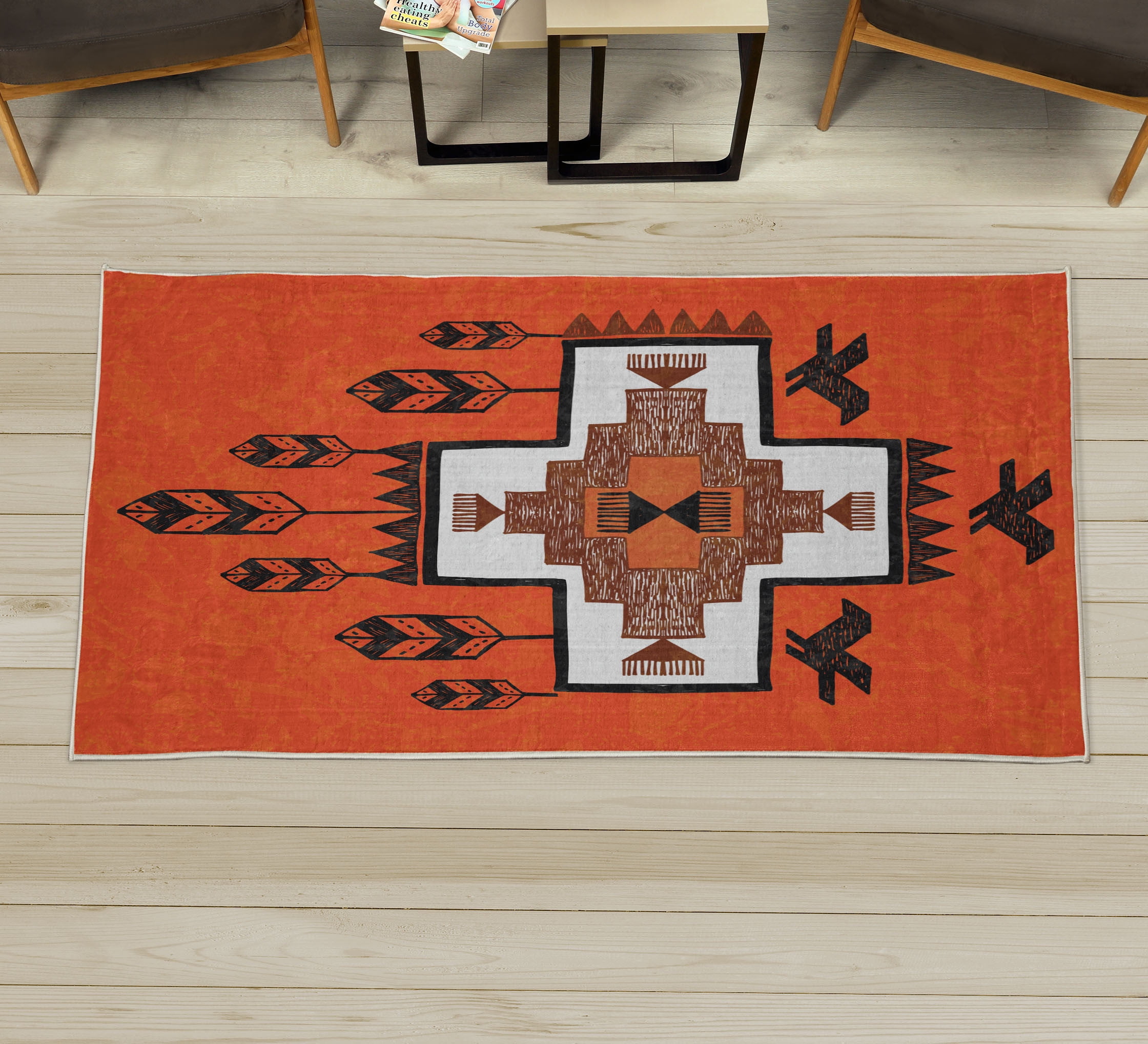 Tribal Decorative Rug, Hand Drawn Dreamcathcher Folkloric Birds Image ...