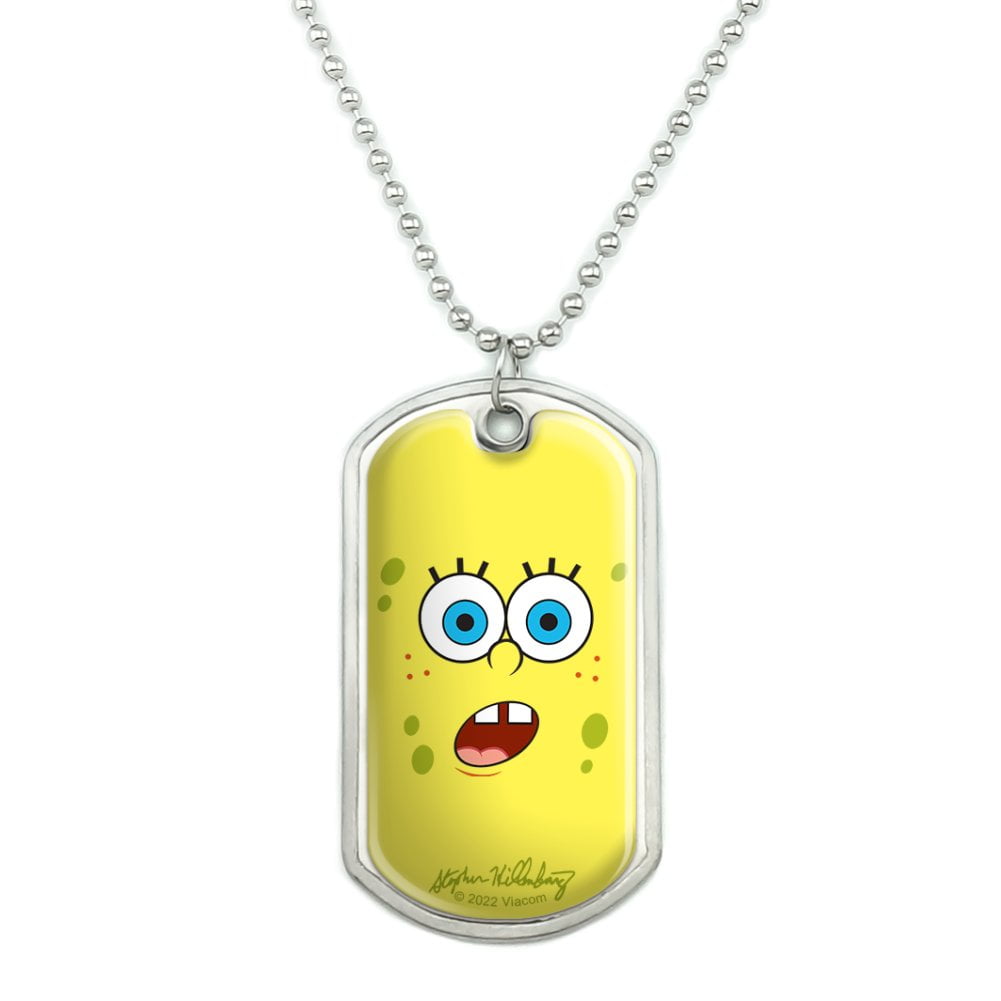 SpongeBob Surprise Face Military Dog Tag Pendant Necklace with Chain ...